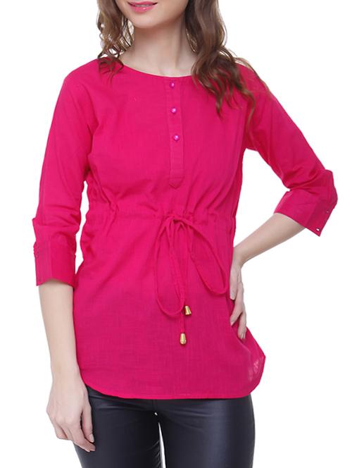 Buy online Button Detail Drawstring Waist Top from western wear for ...