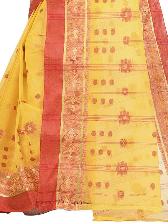 Buy online Women's Self Design Yellow Colored Saree from ethnic wear ...