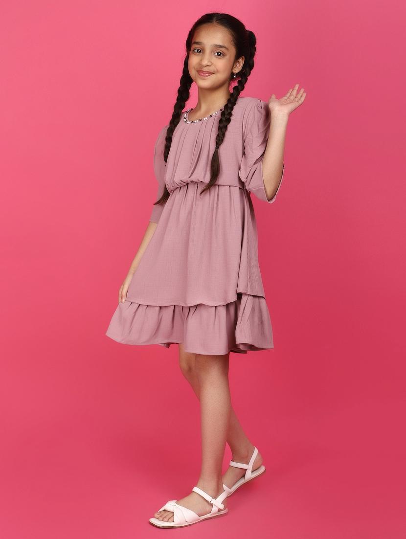 Buy online Girls Round Neck Solid Frock from girls for Women by Be ...